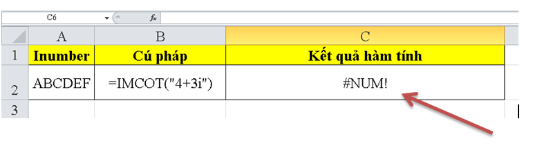 Hướng dẫn sử dụng hàm imcot trong excel