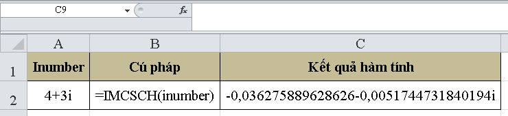 Hướng dẫn sử dụng hàm imcsch trong excel