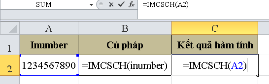 Hướng dẫn sử dụng hàm imcsch trong excel